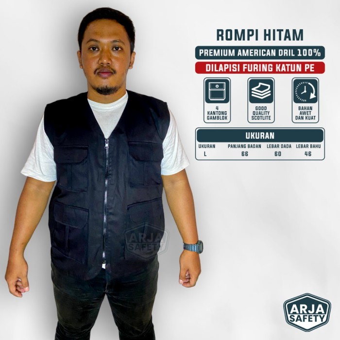 Jual ARJA SAFETY [ FREE LOGO SAFETY & BENDERA ] ROMPI HITAM SAFETY ...