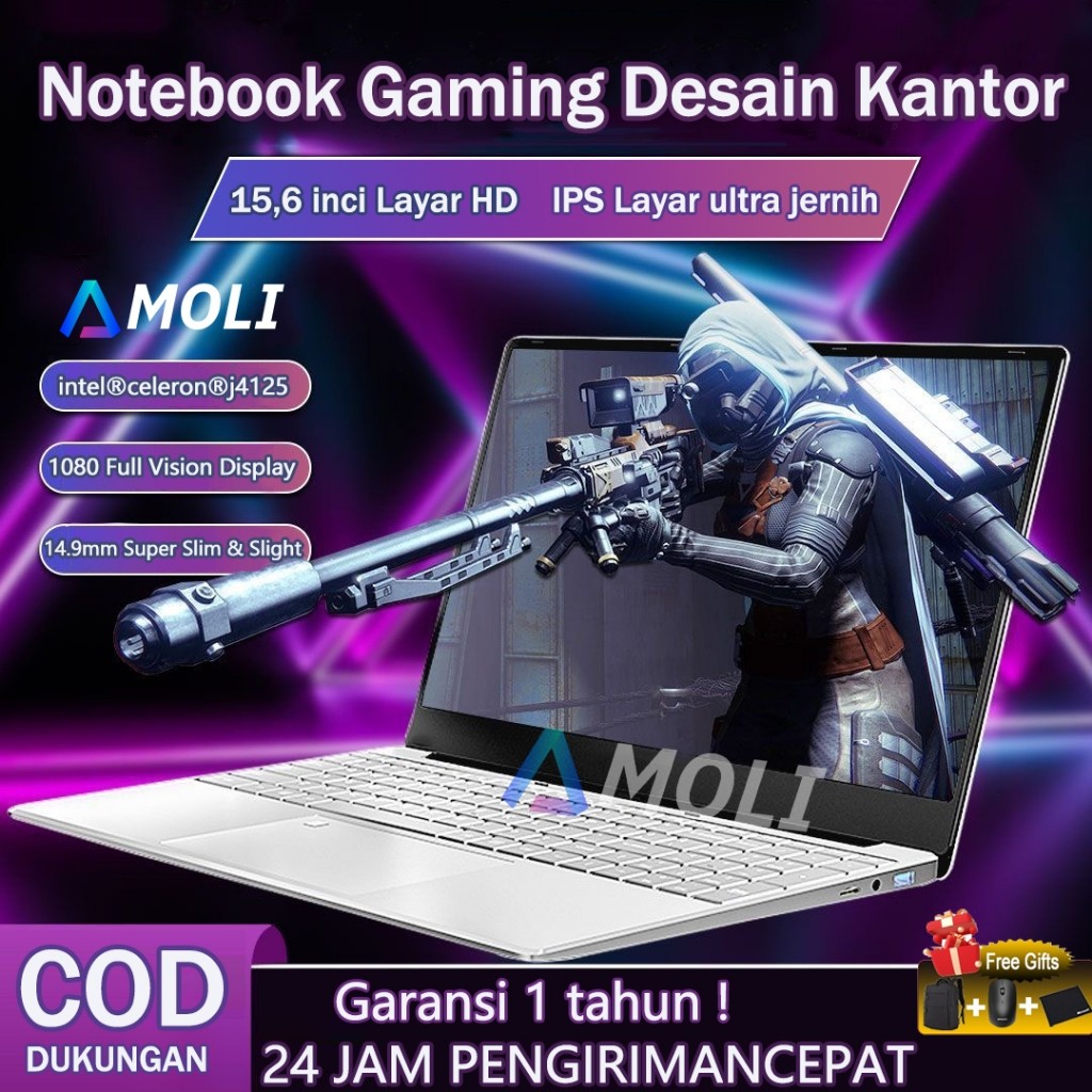 Jual 【Fingerprint Laptops】AMOLI Laptop tipis dan ringan HD 15,6 inci 12 ...