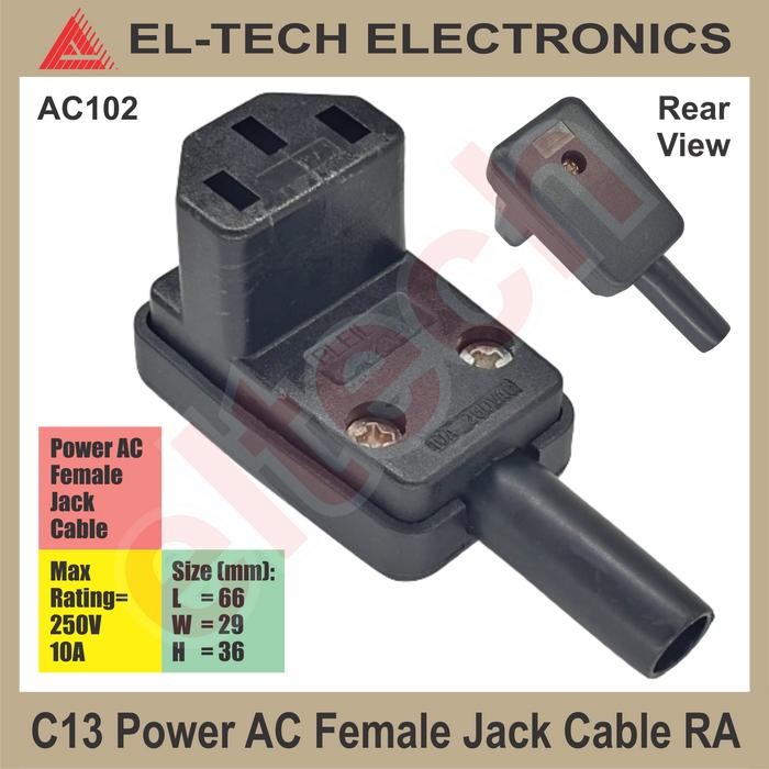 Jual NASA Power Listrik AC Jack Female Cable Dipasang Ke Kabel C13 Siku ...