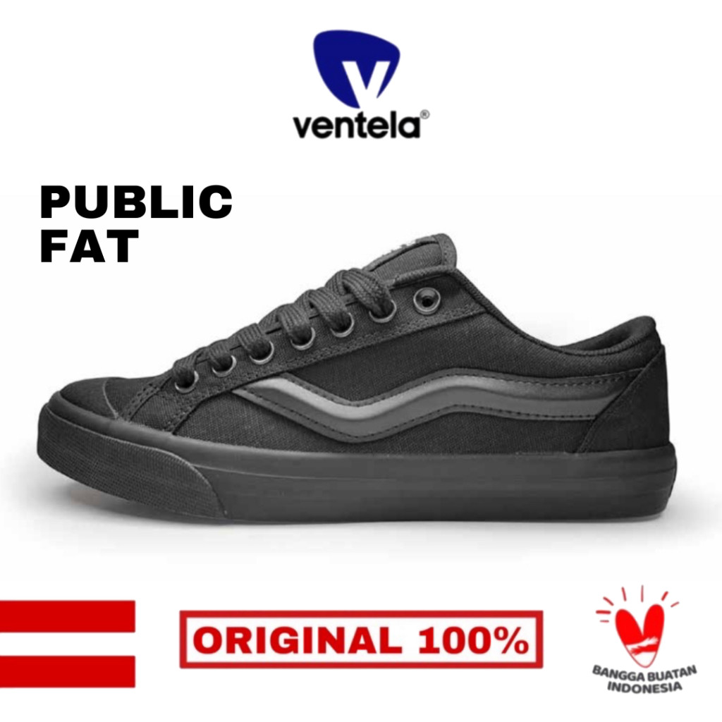 Jual Ventela Public Fat Low All Black - Sepatu Sneakers Pria Wanita ...