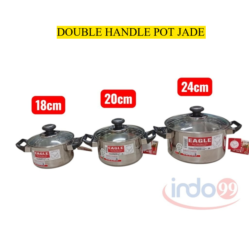 Jual Double Handle Pot Jade+Tutup Kaca AS39-18cm,20cm, 24cm | Shopee ...