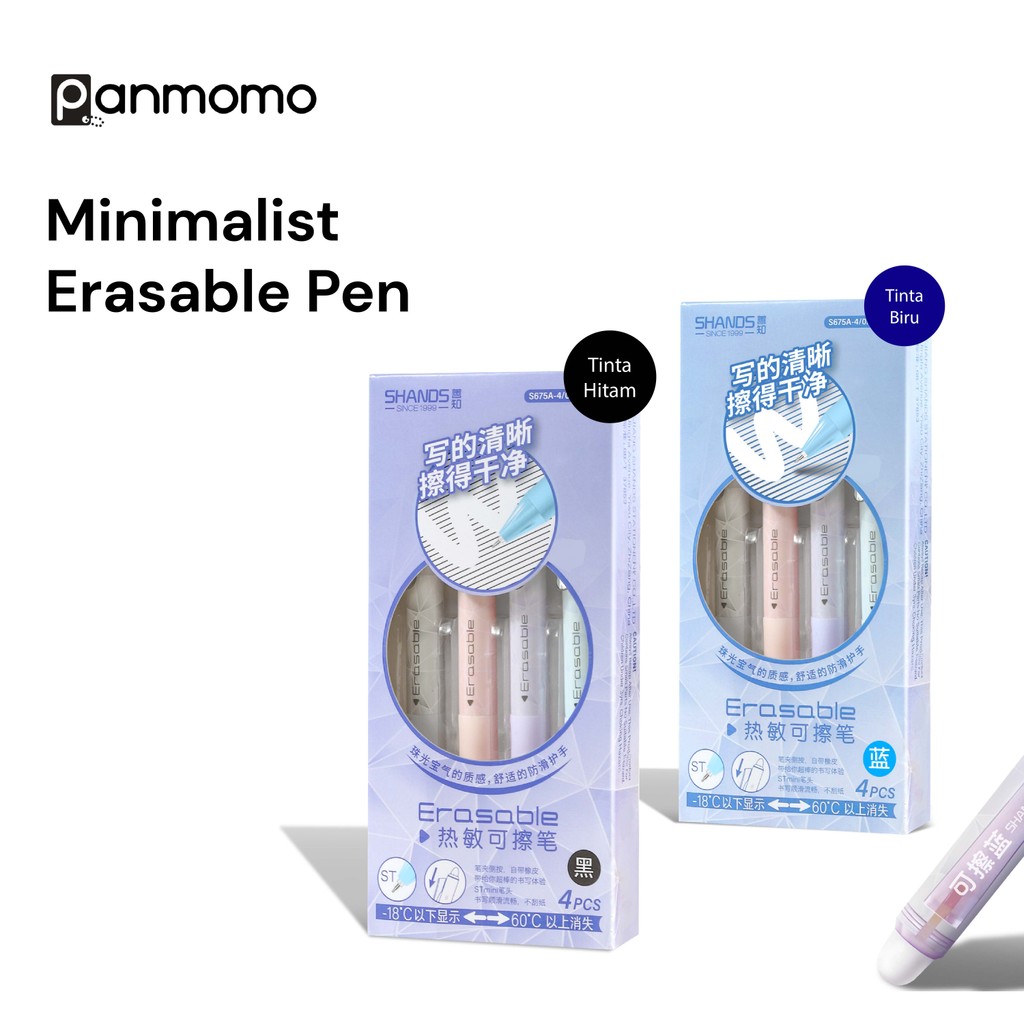 Jual Pen Hapus Pena Bolpoin Tinta Hitam - panmomo Minimalist Erasable ...