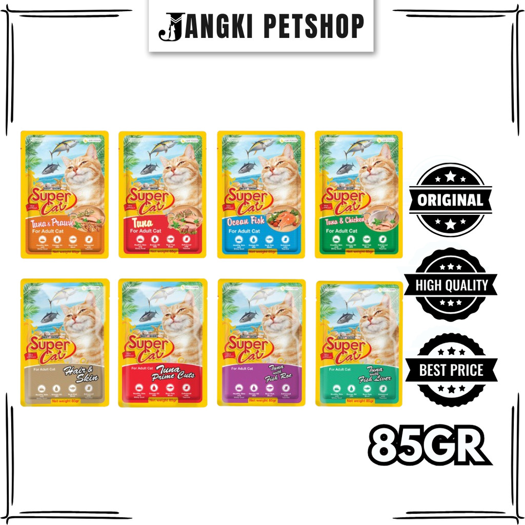 Jual Jangki petshop - SuperCat Pouch 85gr Adult & Kitten ALL VARIANT wet food super cat | Shopee ...