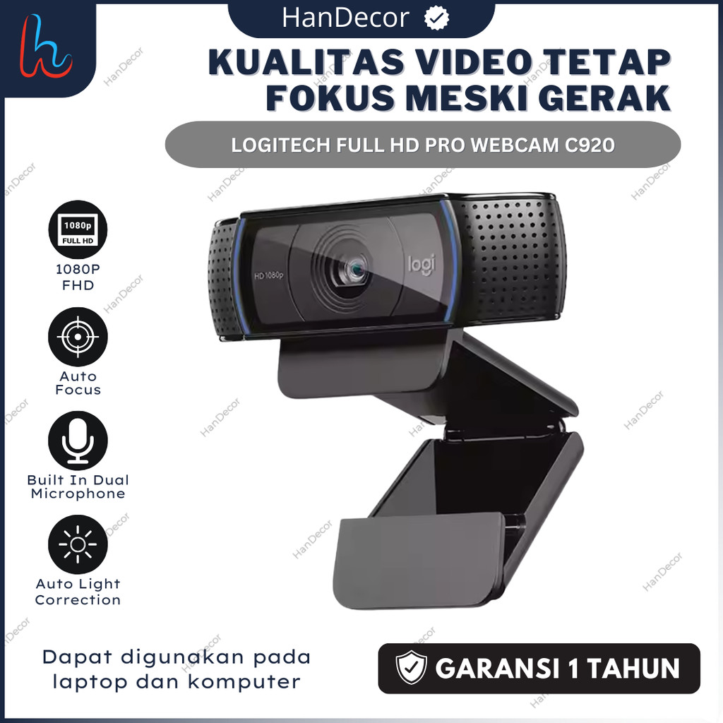 Jual Logitech C920 PRO Webcam Full HD Built In Microphone Auto Light ...