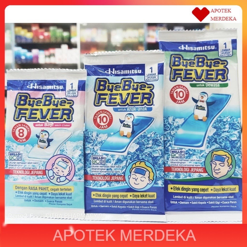 Jual BYE BYE FEVER Bayi Anak Dewasa Plester Kompres Demam 1 Lembar ...