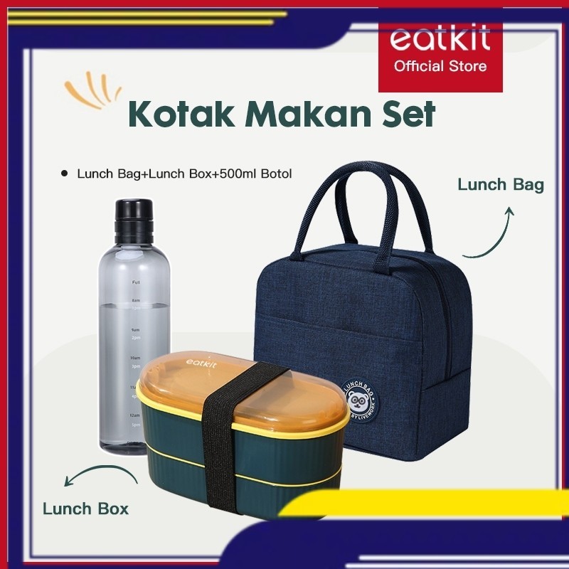 Jual Eatkit 3 in 1 Set Kotak Makan Rantang Lunch Box Tingkat + Tas ...