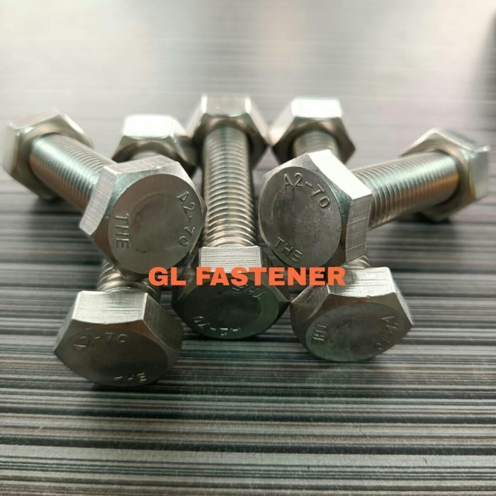 Jual Baut Mur Hex Stainless Steel 304 M10 x 50 anti karat Kunci 17 SUS 304 | Shopee Indonesia