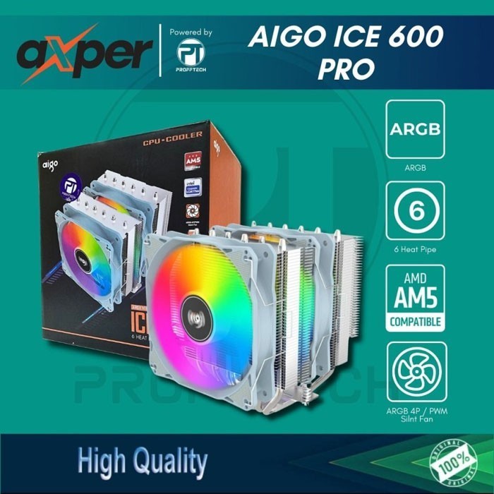 Jual Aigo ICE 600 PRO 6 Heat Pipe Dual Fan CPU Cooler ARGB Prosesor ...