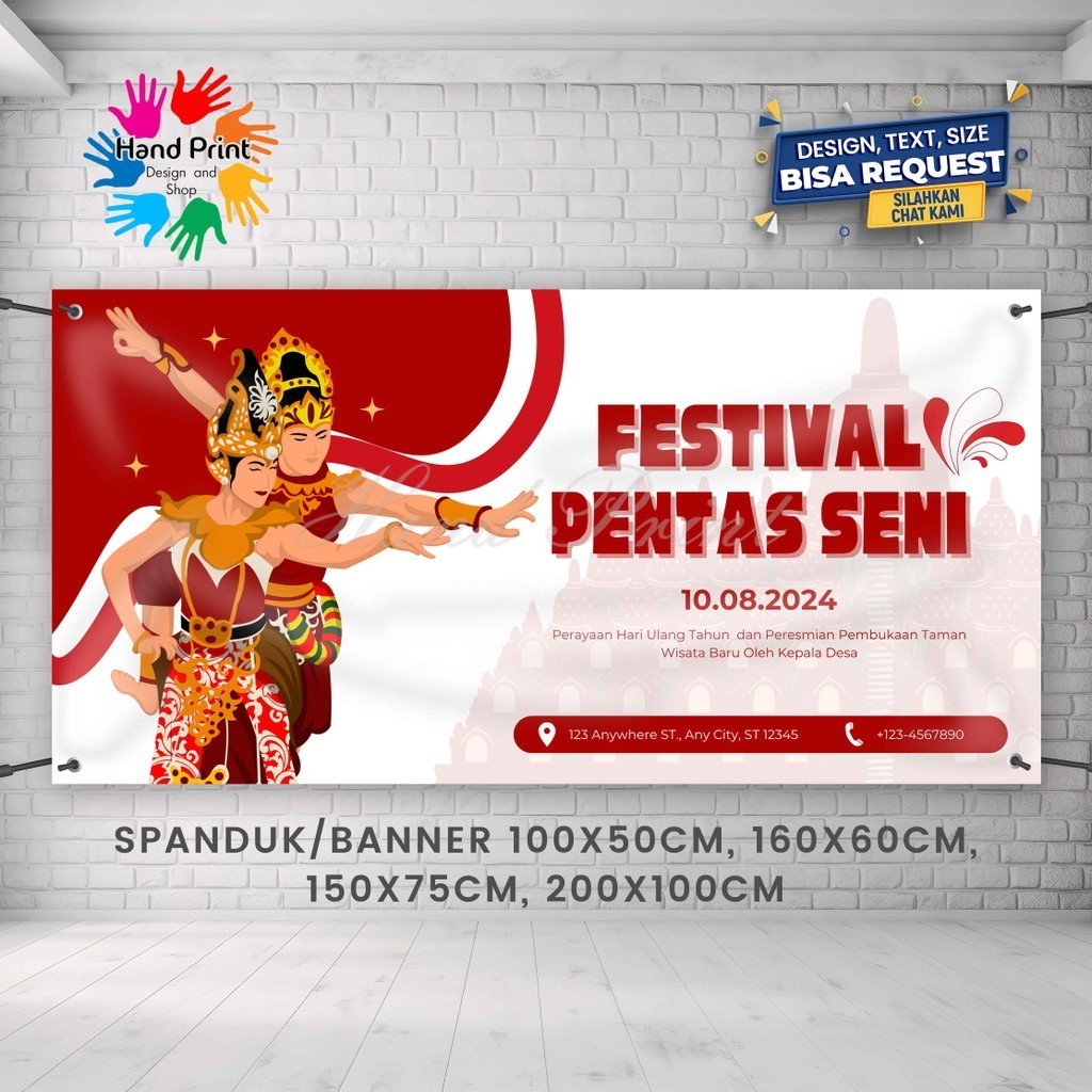 Jual Cetak Spanduk Banner Pentas Seni Acara Sekolah Merah MMT Spanduk ...