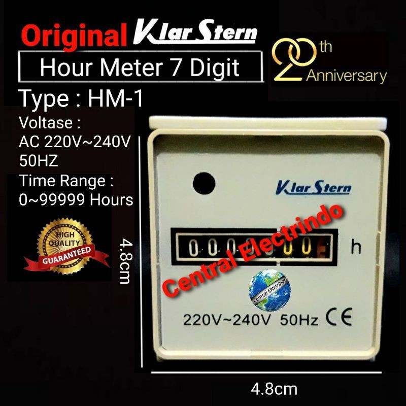 Jual Hour Meter KlarStern HM-1 7 Digit AC 220V (Pengukur Waktu Pemakaian Listrik). | Shopee ...
