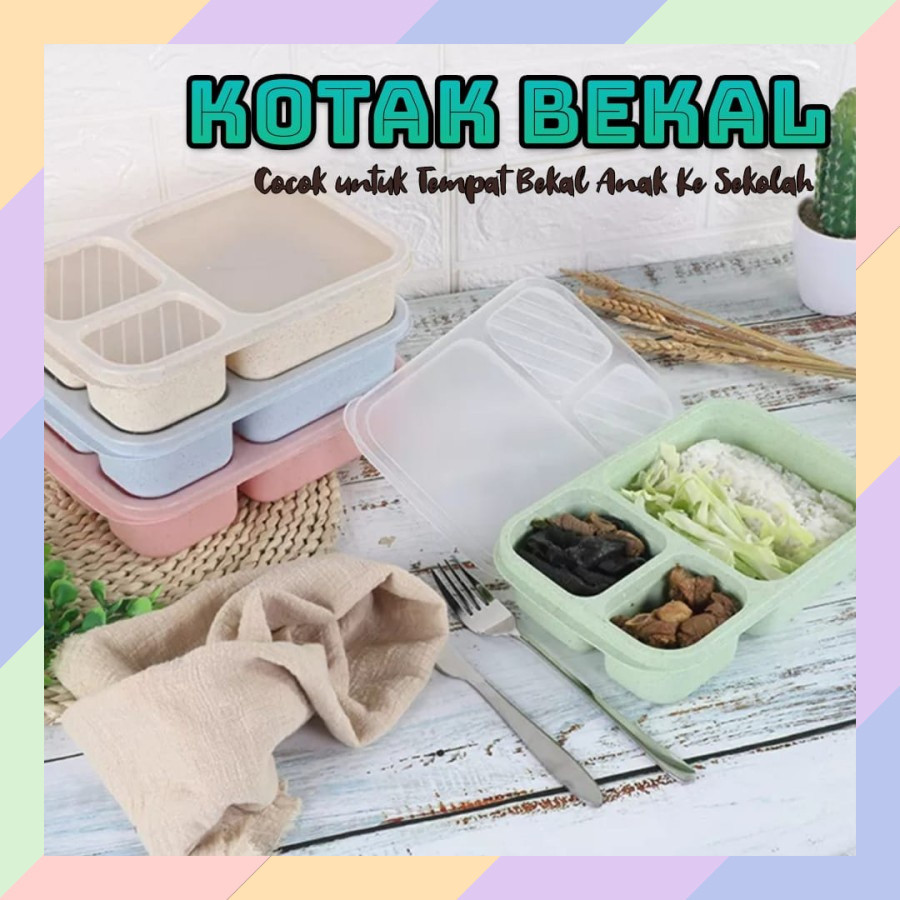 Jual ST71 Kotak Makan SEKAT 3 Lunch Box KOTAK BEKAL Tempat Bento Kantor ...