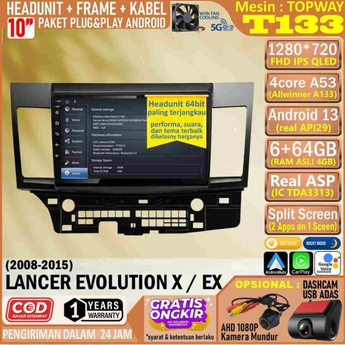 Jual Paket Headunit Android 10 inch + Frame + Soket PNP Mitsubishi ...