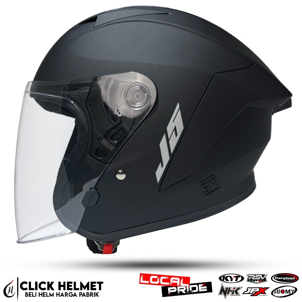 Jual Helm MLA J5 / Hitam Doff Kaca Visor Bening / Helm Half Face ...