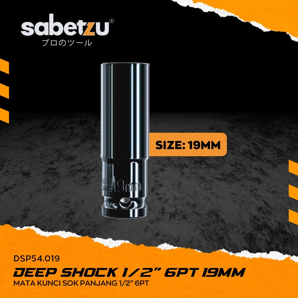 Jual SABETZU Mata Deep Impact Socket 1/2" 6PT 19mm Satuan - Mata Shock ...