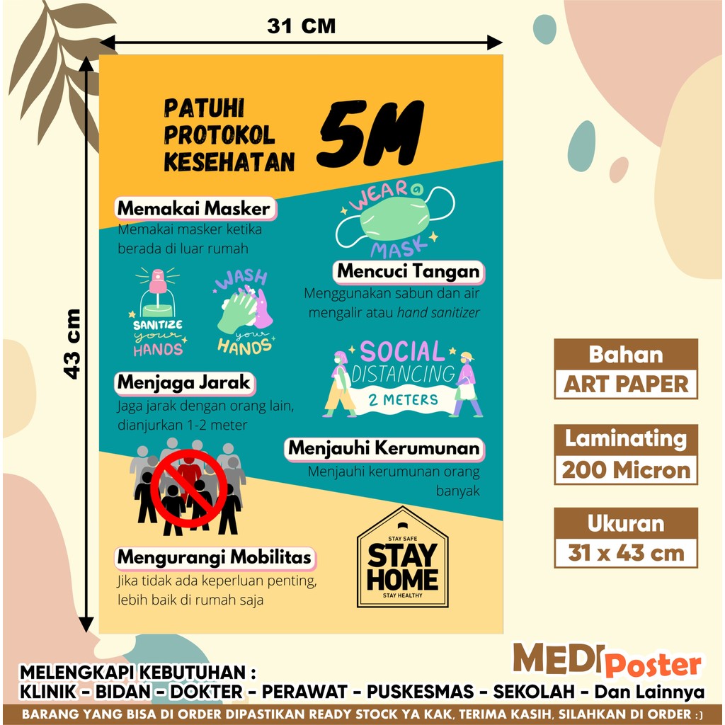 Jual Poster Patuhi Protokol Kesehatan 5M | Shopee Indonesia