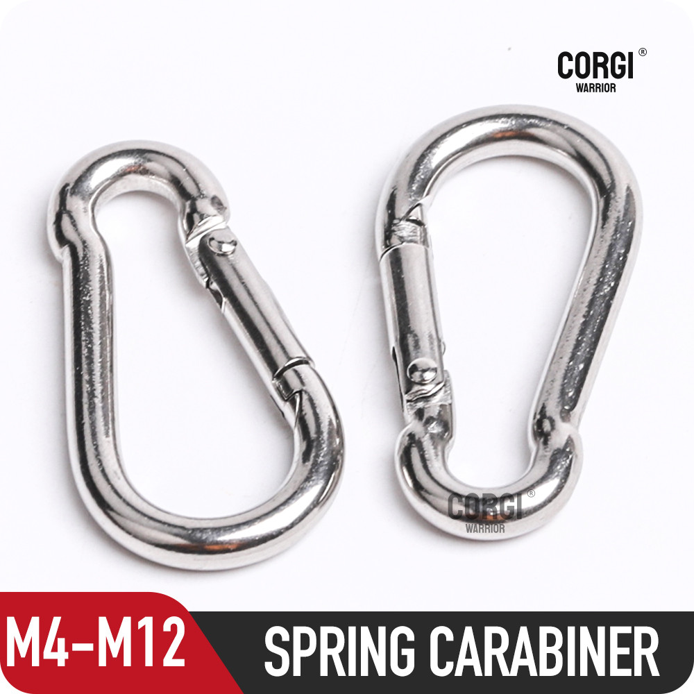 Jual 304 Stainless Steel Spring Snap Hook Carabiner Clips M4 M5 M6 M7 ...