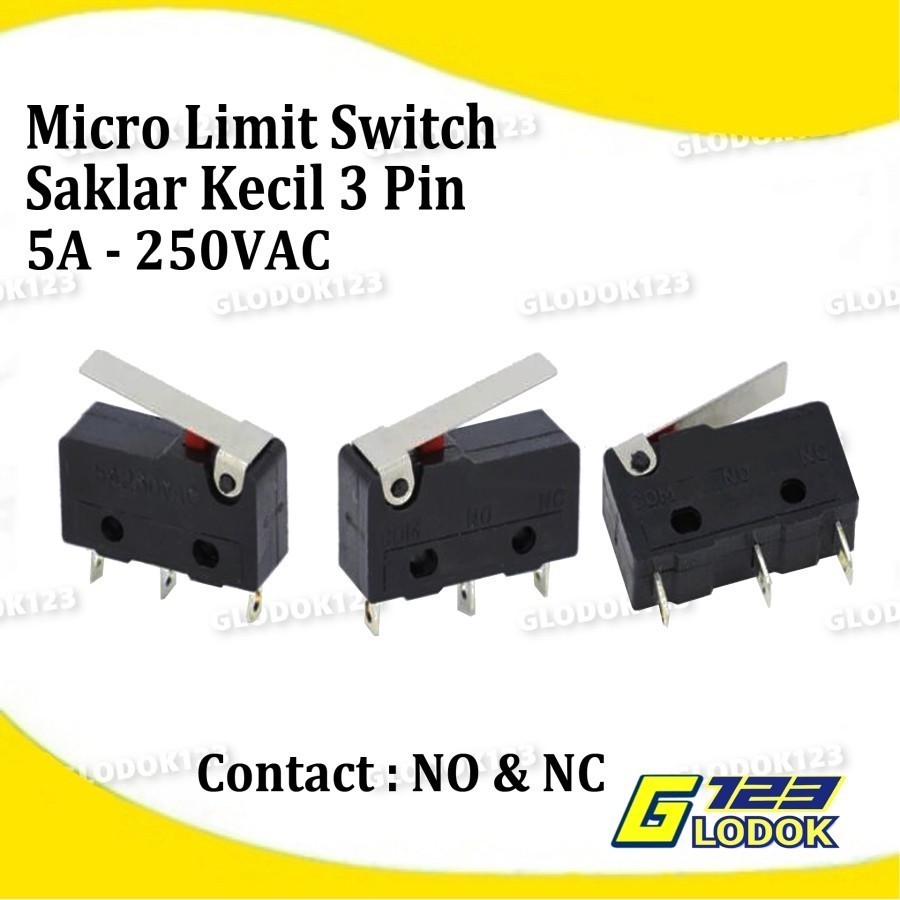 Jual Micro Limit Switch Saklar Kecil Mini On Off NO NC 3 Pin Gagang 5A 250V - 10pcs | Shopee ...