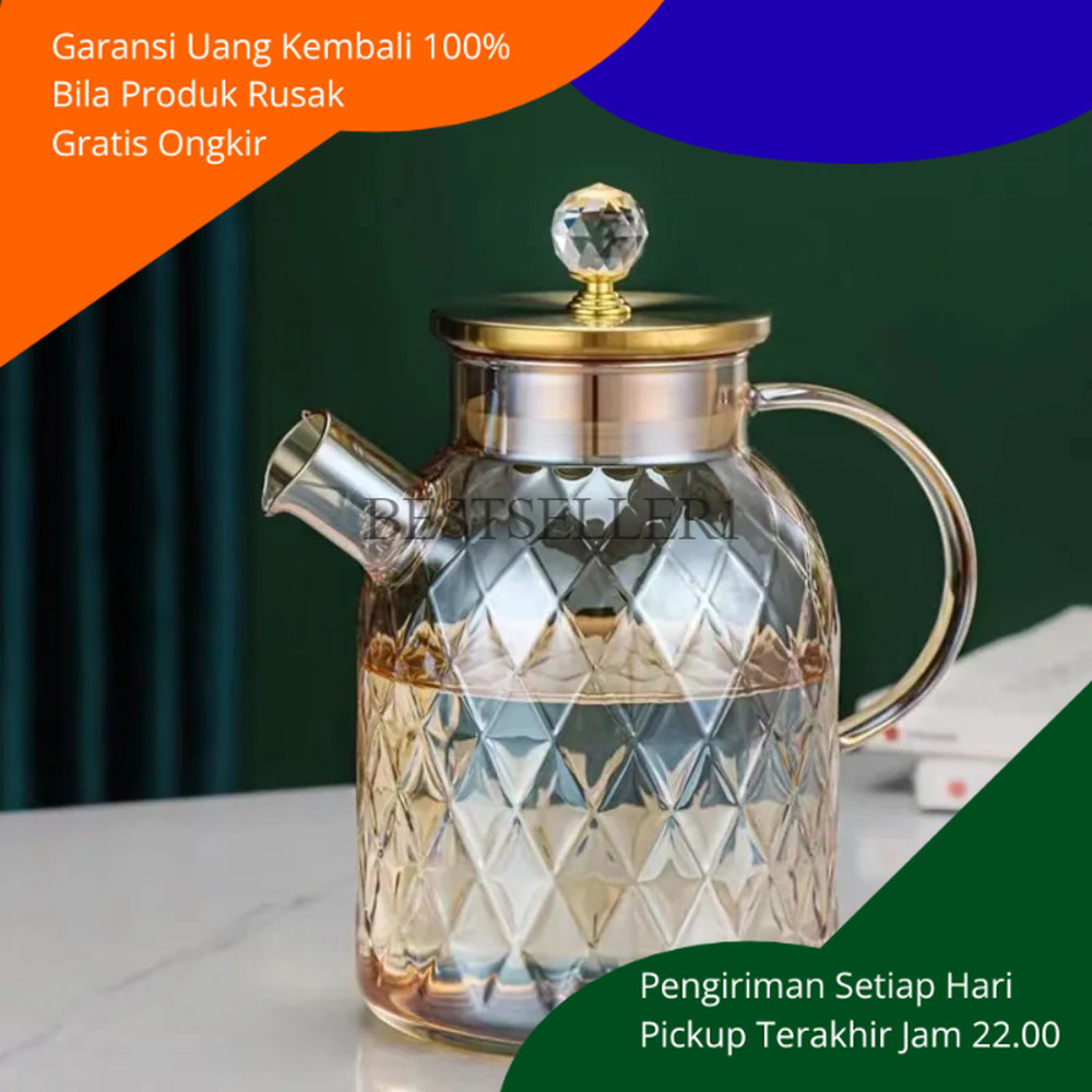 Jual Teko Pitcher Thai Chinese Tea Pot Gelas Set Ceret Kaca Air Minum ...