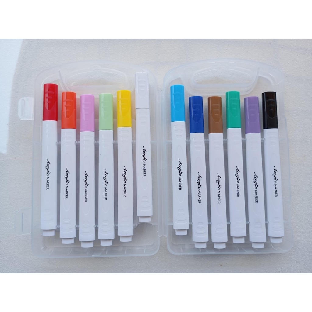 Jual MIGUNANI 12Pcs Spidol Warna Warni Acrylic Paint Marker 1 Set-12Pcs ...