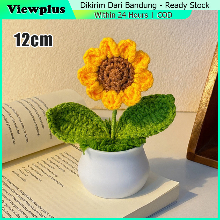 Jual Bunga Rajut Mini dalam Pot Bunga Sunflower Rajut Crochet in Pot ...