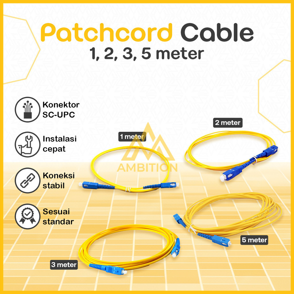 Jual Kabel Fiber Optic Patch Cord Warna Kuning 1M 2M 3M 5M FO Patch Cord Single Mode SC-SC 1PCS ...