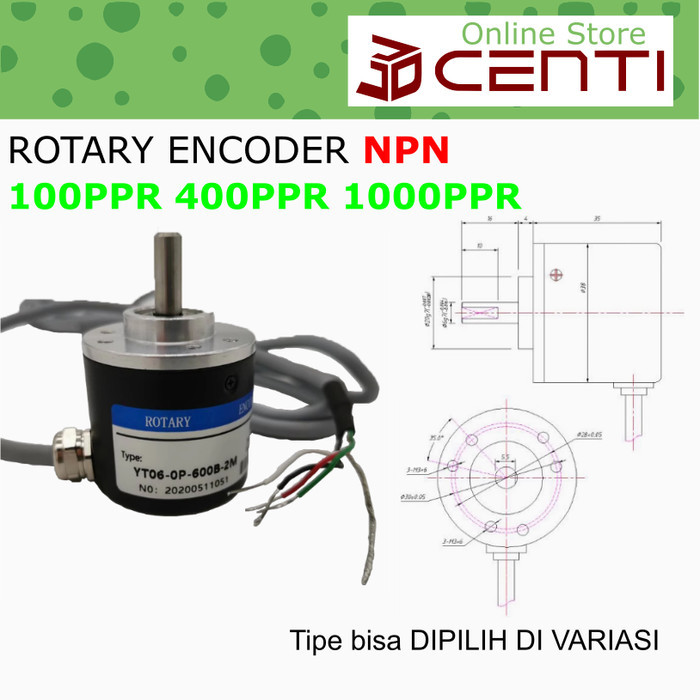 Jual Rotary Encoder 5V 24V 100 400 1000 Pulses Per Rotation PPR Enkoder ...