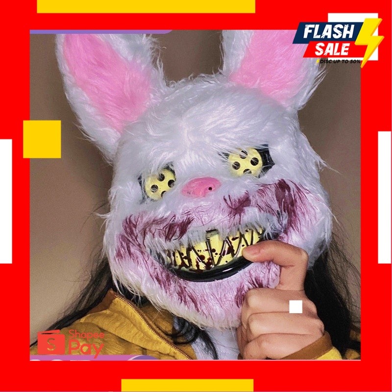 Jual HALOWEEN 10.10 | Topeng Kelinci Berdarah Scary Rabbit Putih ...