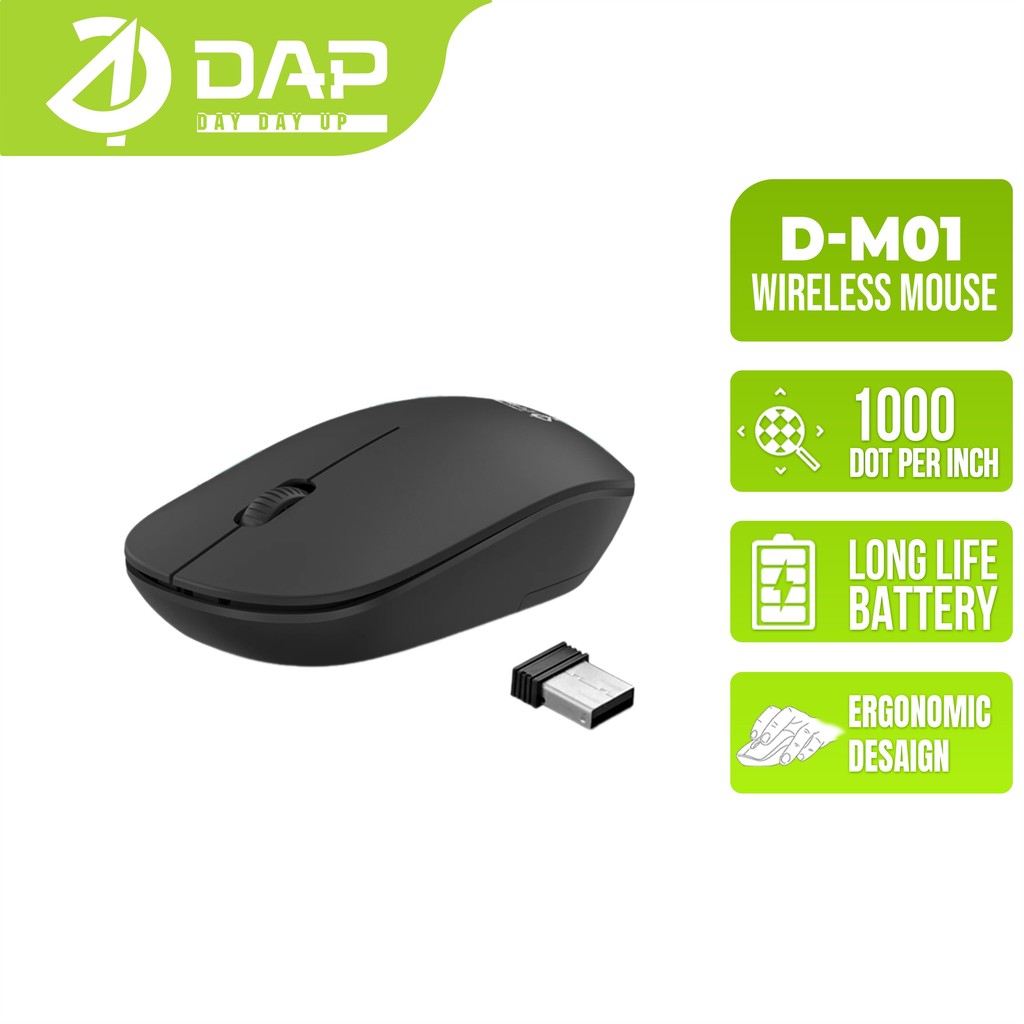Jual DAP D-M01 Mouse Wireless Optical 2.4G 1200DPI Silent Click With ...