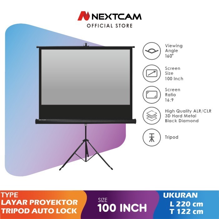 Jual Nextcam Screen Projector 100" Tripod / Layar Proyektor 100" Tripod ...
