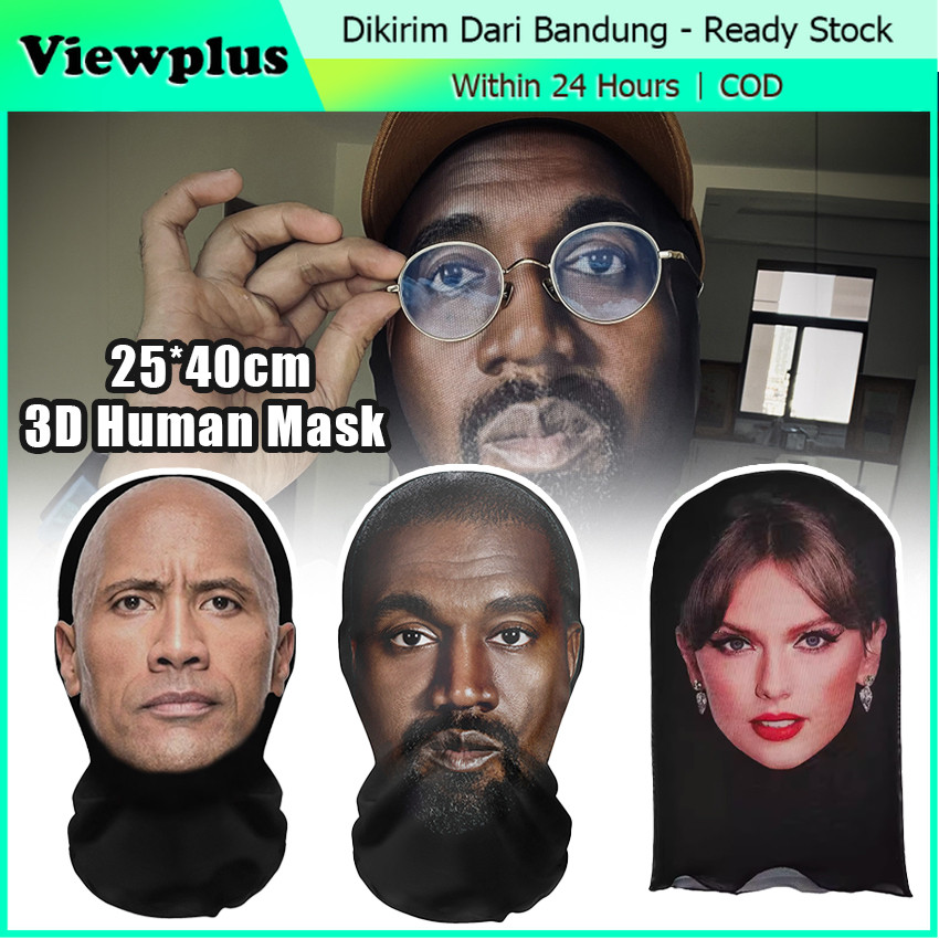 Jual 3D dicetak Kanye Masker elastis Mesh masker wajah penuh untuk pria ...