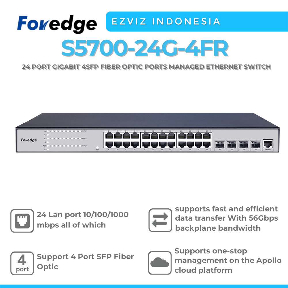Jual FOREDGE S5700-24G-4FR 24 PORT GIGABIT 4SFP FIBER OPTIC PORTS ...