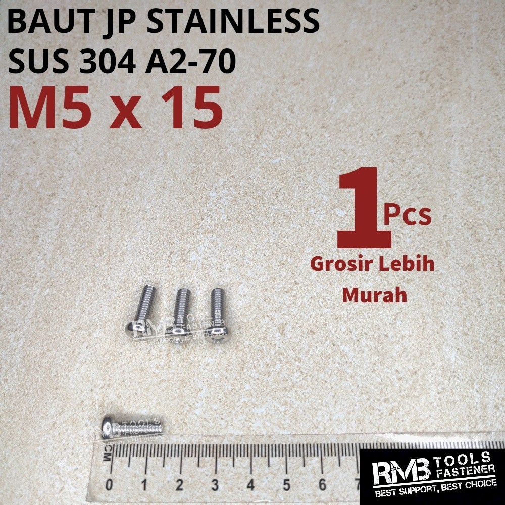 Jual M5x15 Baut JP Stainless Steel M5 / Baut JP Stainless M5 x 15 mm SUS 304 | Shopee Indonesia
