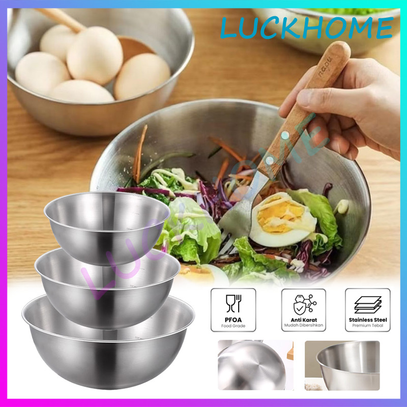 Jual (17cm/19cm/22cm/25cm) Mangkok Salad Korea Stainless Tebal Ramen Bowl Mangkok Nasi Sup Korea ...