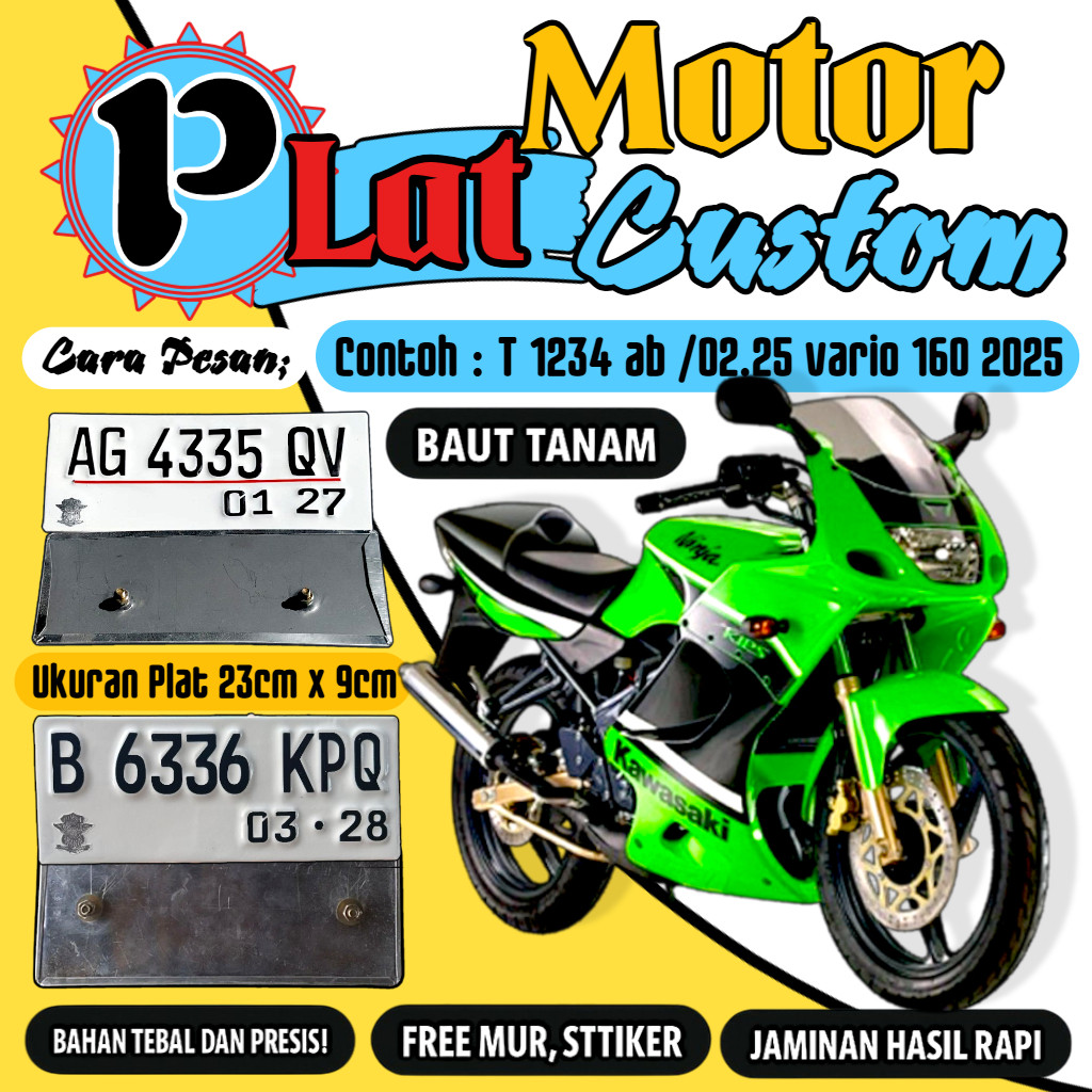 Jual PLAT MOTOR CUSTOM PLAT UKURAN KECIL SATU BIJI WARNA PUTIH PLAT ...