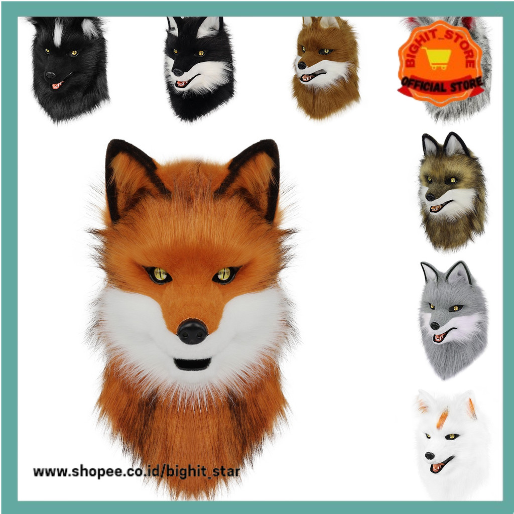 Jual Animal Wolf Mask Cosplay Costume Accessories Furry Faux Fur Dog ...