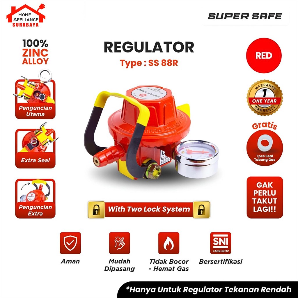 Jual SUPER SAFE Regulator Meter Gas LPG Tekanan Rendah Double Lock ...