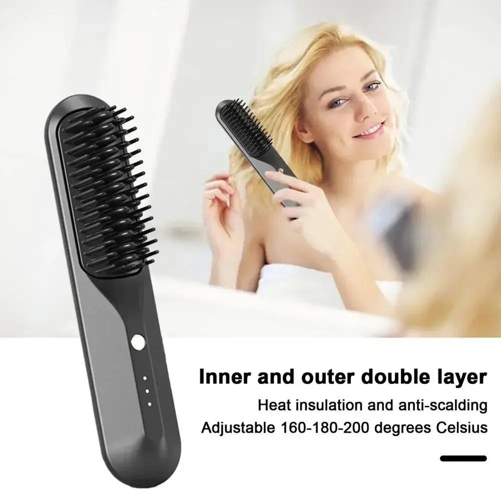 Jual Wireless Hair Brush Straightening Fast Heating Comb USB Charge ...