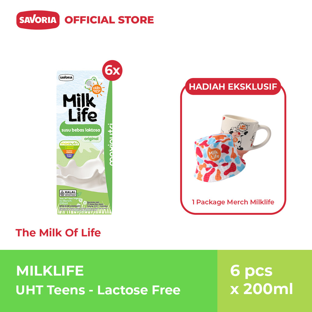 Jual MilkLife UHT Teens Lactose Free 6 Pcs x 200ml + Package Merch PRJ ...