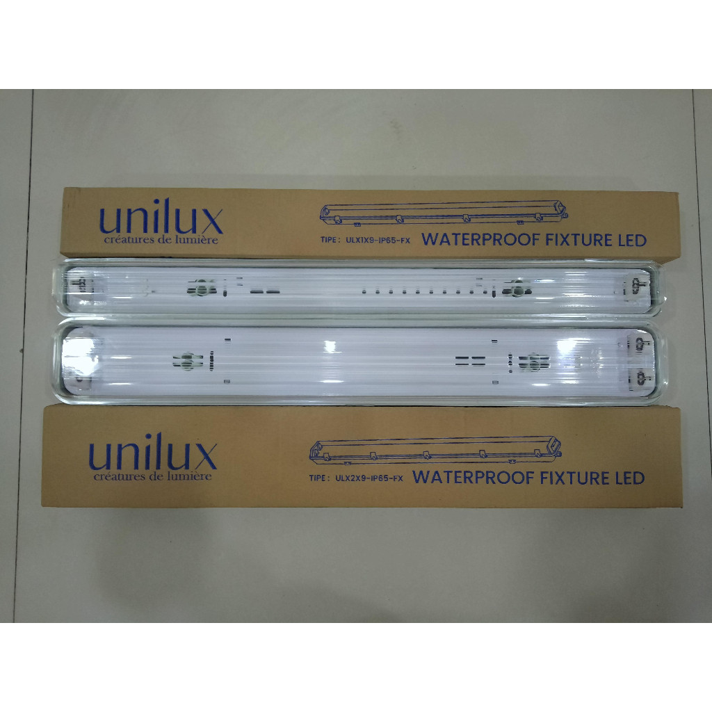 Jual Kap TL T8 LED 2x9 / 2X18 Waterproof UNILUX IP65-FX Rumah Lampu T8 ...