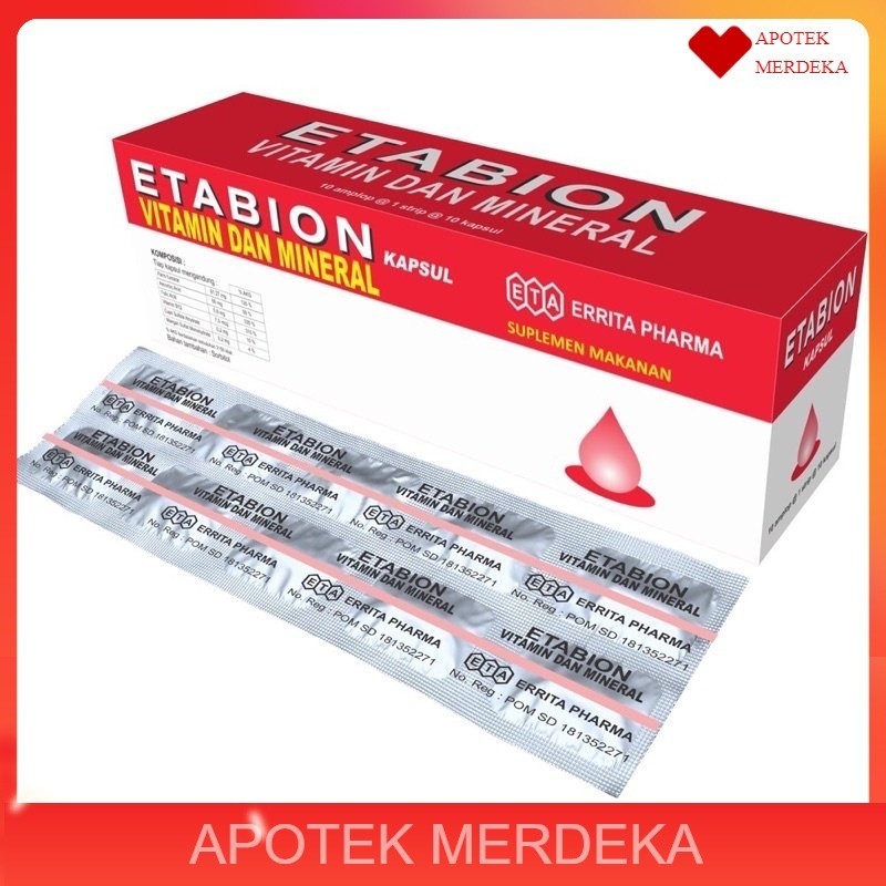 Jual ETABION STRIP Multivitamin Zat Besi Penambah Darah | Shopee Indonesia