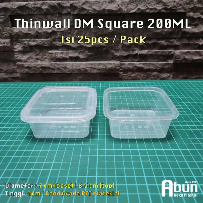 Jual Thinwall DM Square 200 ML Isi 25pcs | Shopee Indonesia