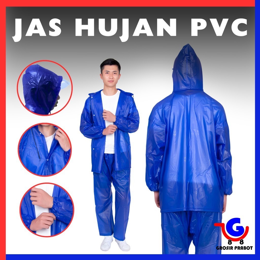 Jual Jas Hujan Karet PVC Setelan Ponco Dewasa Baju Celana Raincoat ...
