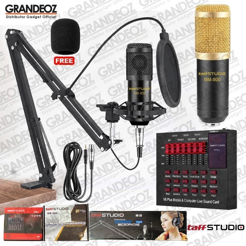 Jual SET PODCAST Sound Card V8+ + Microphone BM-800 Soundcard External ...