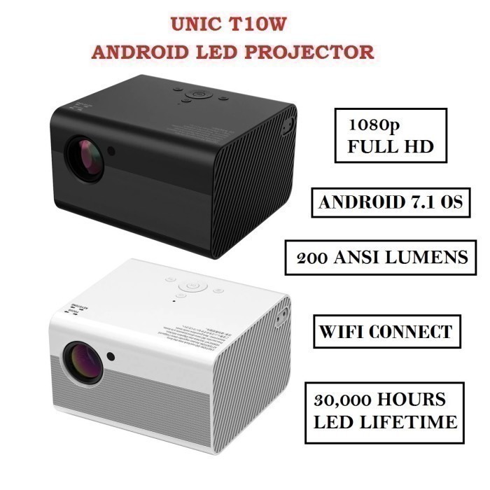 Jual UNIC T10W Android - 1080P Full HD LED Projector - 200ANSI Lumens ...