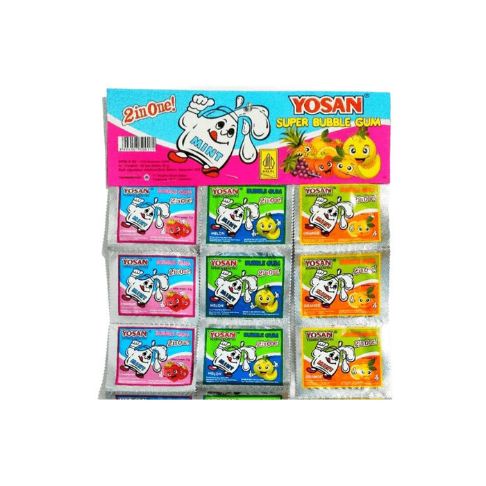 Jual Permen Karet Yosan 2 in1 2g 1 Renceng Isi 24pcs Cemilan Murah dan ...