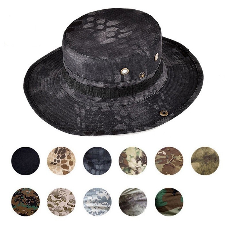 Jual Tactical Boonie Hat Multicam Camo Cap Airsoft Sniper Caps Outdoor ...