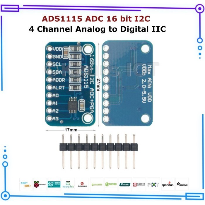 Jual SYS27 ADS1115 16 BIT I2C ADC 4 CHANNEL ANALOG TO DIGITAL MODULE ...