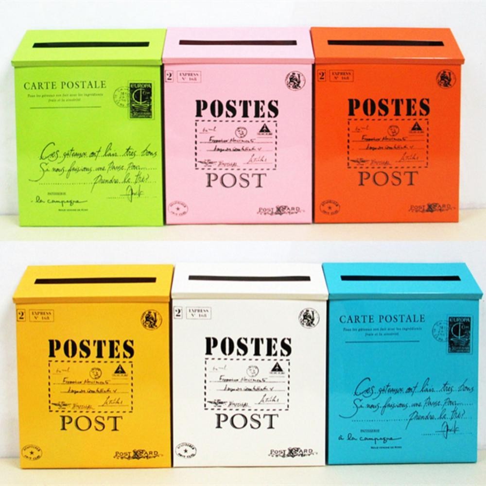 Jual Retro Metal Wall Mounted Mailbox Bucket Newspaper Letter Box Post ...