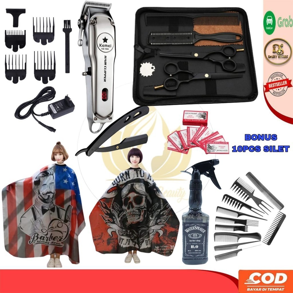 Jual [COD] Paket Alat Cukur Rambut Elektrik Kemei 1996 Profesional Barbershop Gunting Rambut ...