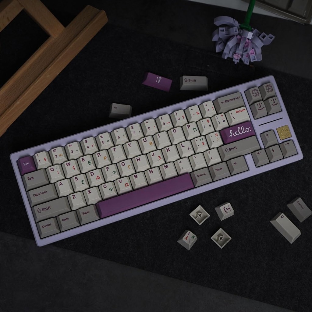 Jual Yongqiu Retro 9009 Keycaps Yunani Abu-abu dan Putih 136 Kunci PBT ...